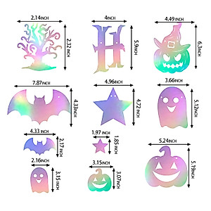 Iridescent Happy Halloween Party-Decorations Banner - 8Pcs Hanging Streamers Garland,Bat Ghost Pumpkin Ceiling Outdoor Indoor Wall Decor Party Props,Porch Room Scary Supplies Hugtmr
