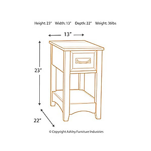 Signature Design by Ashley Breegin New Traditional Wooden Chair Side End Table with 1 Drawer and 1 Fixed Shelf, Brown
