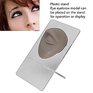 Silicone Eye Eyebrow Model for Jewelry Display, 3D Simulated Piercing Practice Eye Model with Stand (Dark Skin Color)