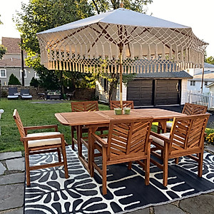 Fab Habitat Outdoor Rug - Waterproof, Fade Resistant, Crease-Free - Premium Recycled Plastic - Tribal, Black & White - Porch, Deck, Balcony, Mudroom, Laundry Room, Patio - Serowe - Black - 3 x 5 ft