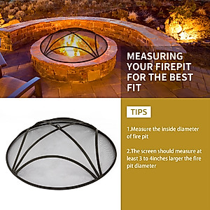 27In Reinforced Steel Round Fire Pit Screen Cover,Outdoor Patio Fire Pit Spark Screen,Heavy Duty Steel Mesh Firepit Ember Lid with Handle