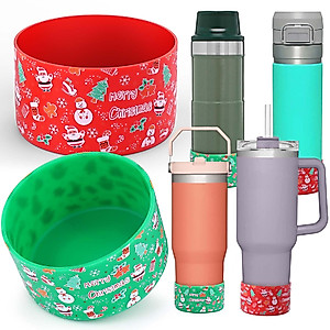 AIERSA 2Pcs Silicone Boot Sleeve for Stanley Quencher 40oz 30oz Tumbler with Handle,for IceFlow 20oz 30oz,Protective Water Bottle Bottom Bumper Cover for Stanley Cup Accessories, Christams Gifts