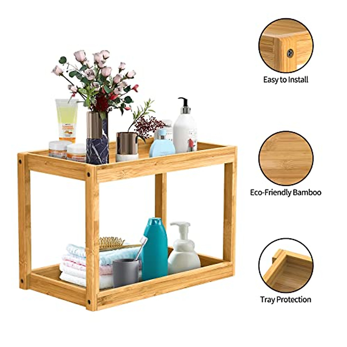 TCJJ 2 Tier Bathroom Counter Organizer, Countertop Standing Rack Cosmetic Holder, Countertop Storage Shelf Cosmetic Organizer Holder