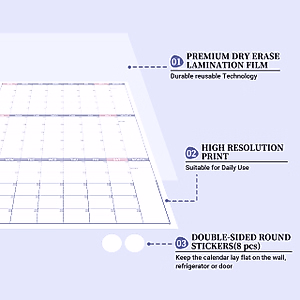 Large Dry Erase Calendar for Wall - 3 Month Vertical Wall Calendar, Blank Reusable Monthly Quarterly Calendar Planner Undated, 27.8" x 41" Whiteboard Calendar, Laminated Organizer for Home, Office