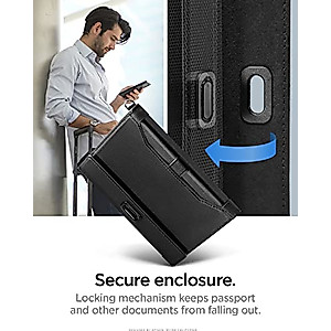 Spigen Passport Card Cover Holder Passport Wallet Travel Documents Organizer Protector Passport Holder Travel Accessories with RFID Blocking Technology SIM Card Pin Included - Black