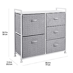 Amazon Basics Fabric 5-Drawer Storage Organizer Unit for Closet, White