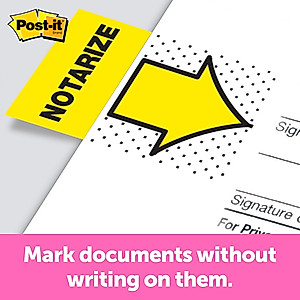 Post-it "Notarize" Flags, 50/Dispenser, 2 Dispensers/Pack, 1 in Wide, Yellow (680-NZ2)