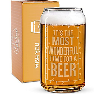 Beer Can Glass-It's The Most Wonderful Time For A Beer-Funny Christmas Present for Men and Women