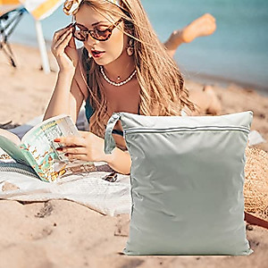 3 Pcs Washable Travel Laundry Bags,Large Waterproof Wet Dry Bag with Handle Water Resistant Dut Clothes Organizer Bag Washing Travel Accessories for Gym Clothes Laundry Wet Clothes Swimming Yoga,Grey