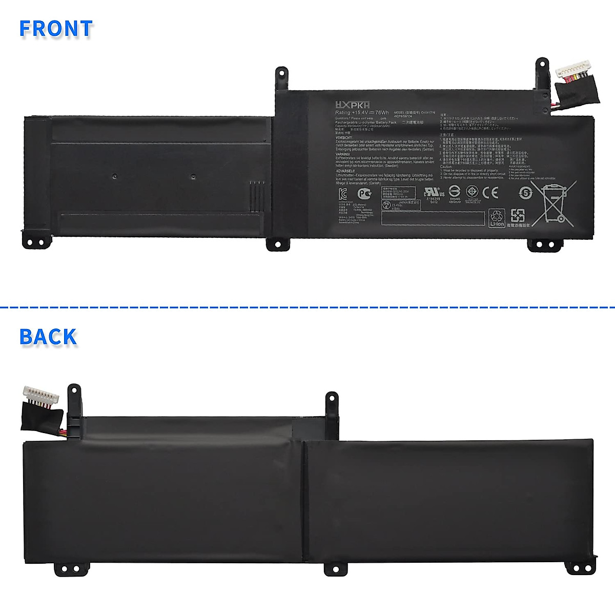 HXPK C41N1716 Laptop Battery for ASUS ROG Strix GL703GS GL703GM S7BS S7BS8750 GL703GM-DS74 GL703GM-WS74 GL703GS GL703GS-DS74 GL703GS-EE071T Series Notebook 15.4V 76Wh