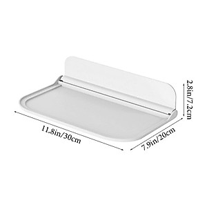 MAGICLULU Wall Mounted Folding Shelf Adhesive Plastic Bathroom Wall Shelf 90° Fold Up Small Wall Hanging Shelf Board for Bedside Toilet Room (L)