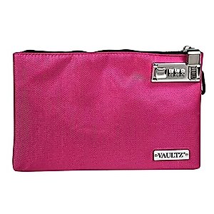 Vaultz Money Bag with Lock - 7 x 10 Inches, Men & Women's Locking Accessories Pouch for Cash, Bank Deposits, Wallet, Medicine, Phone and Credit Cards - Pink
