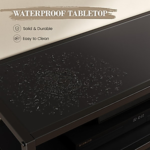 TECHMILLY Modern TV Stand for 55" TV, TV Table with Storage Shelves, Entertainment Center with Metal Frame, TV Console Table for Living Room, Bedroom, Black