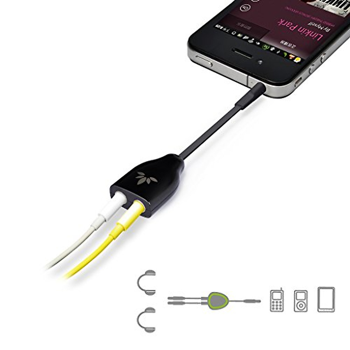 Avantree TR302 Two Way 3.5mm Dual Headphone Jack Splitter, AUX Stereo Earphone Earbuds Y Audio Split Adapter Cable, Compatible with iPhone, Samsung Phones and Tablets - Black