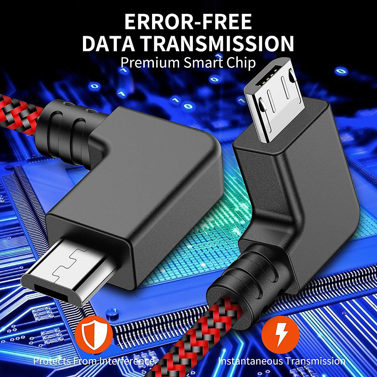 1FT 90 Degree Micro USB to Micro USB Android Phone Tablet OTG Data Cable Right Angle Connector Wire Cord for DJI Spark, Mavic Pro, Platinum, Air, 2 Pro, Zoom Remote Controller Accessories (1 Pack)