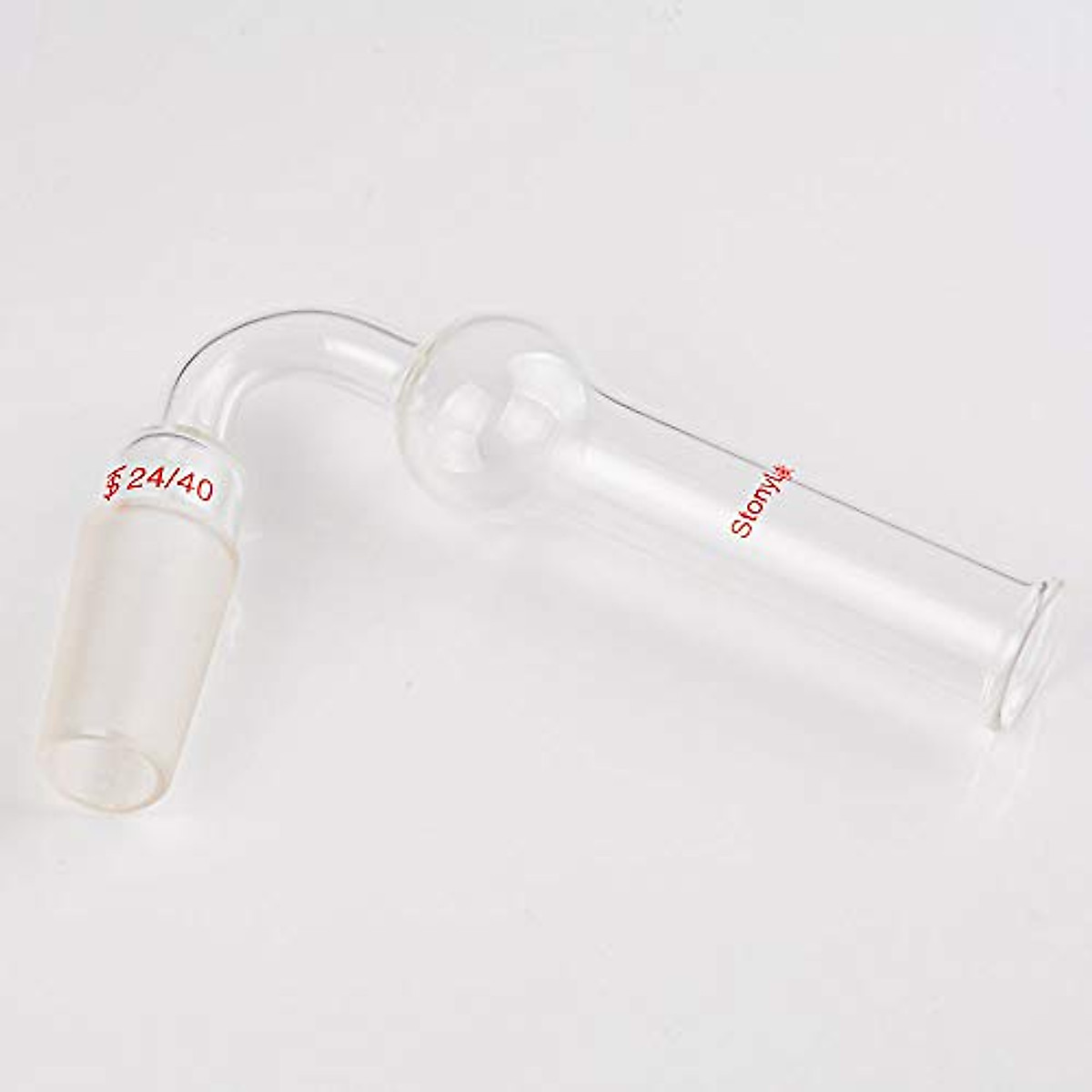 stonylab Glass 75 Degrees Drying Tube, Borosilicate Glass Bent Drying Tube Adapter with Inner 24/40 Standard Taper Joint for Organic Synthesis Chemistry Laboratory Lab Supply, Angled at 75 Degrees