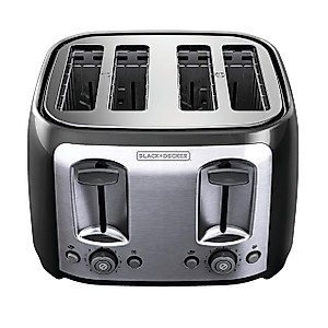 BLACK+DECKER 4-Slice Toaster, TR1478BD, Extra Wide Slots, 7 Shade Settings, 1400 Watts, Frozen and Bagel Buttons