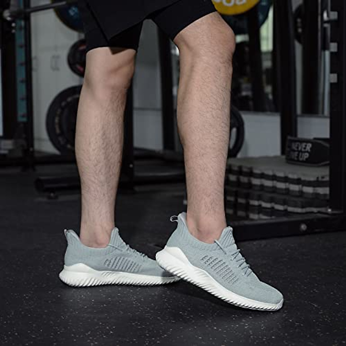 Akk Men's Running Shoes Walking Tennis Gym Sneakers Slip On Memory Foam Lightweight Shoes Grey 14