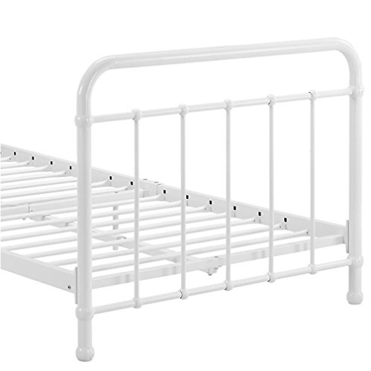 DHP Beaumont Iron Metal Platform Bed with Transitional Design Headboard and Footboard, Adustable Base Height for Underbed Storage, No Box Spring Needed, Queen, White
