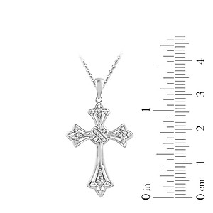 Amazon Essentials Sterling Silver Diamond Accent Cross Pendant Necklace, 18" (previously Amazon Collection)