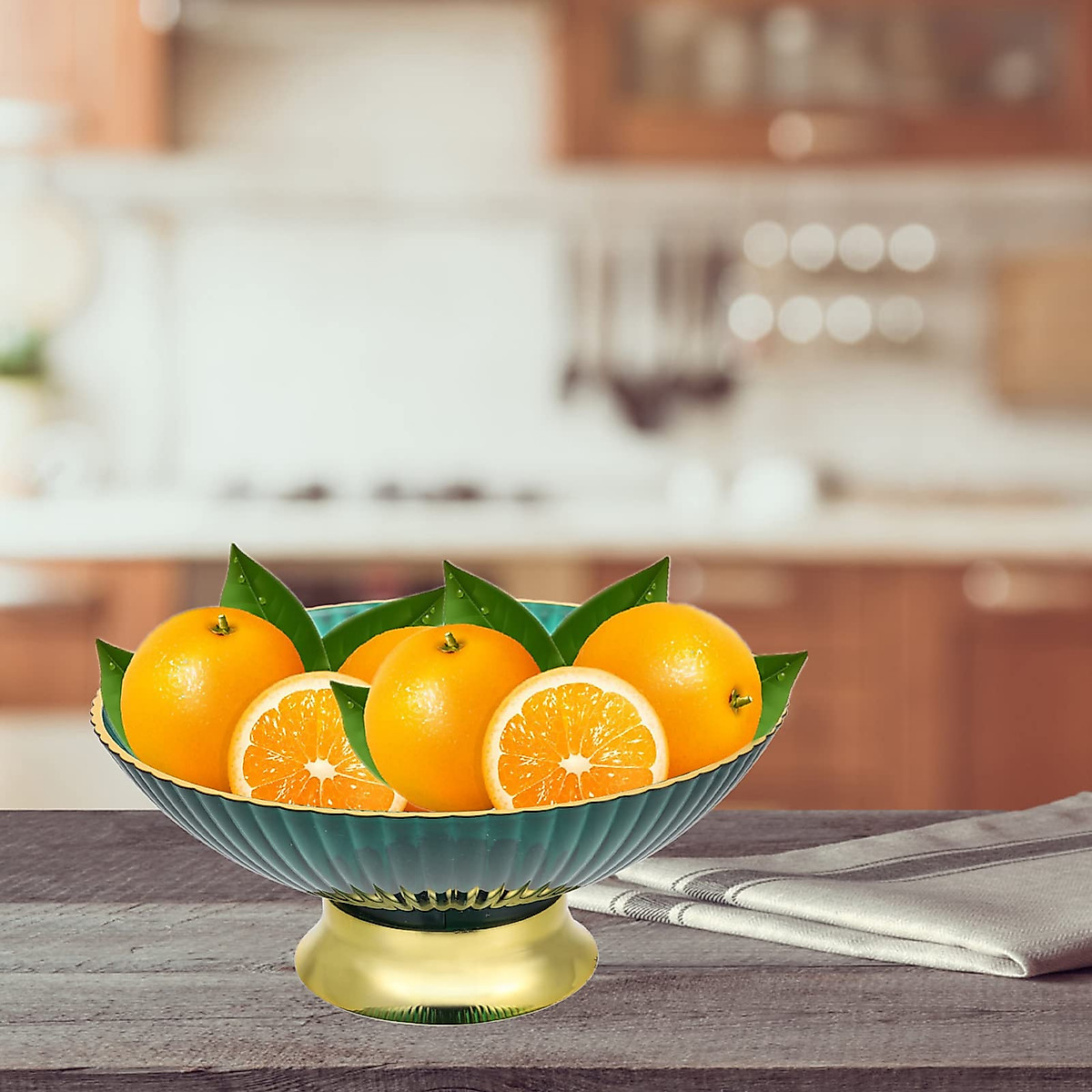 YARNOW Home Decor 1 Pcs Decorative Fruit Bowl, Plastic Fruit Berry Bowl Plate, Small Serving bowls with Hole for Snack Fruits Dessert (5 x 2 Inch Green) Cupcake Containers