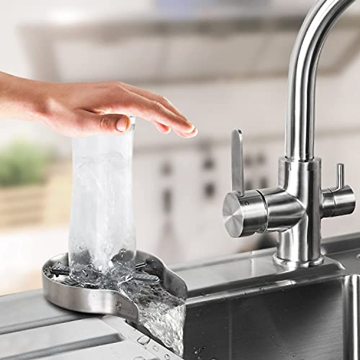 Metal Glass Washer For Kitchen Sink,360 Rotate sprayer, Glass Cleaner For Sink, Glass Cleaner Sink Attachment,Bottle Washer For Sink,Cup Washer Sink Attachment,cup rinser for sink,cup washer for sink