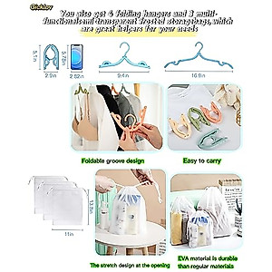 Gicklov Portable Garment Rack, Travel Folding Clothes Rack for Camping, Dancing, Outdoor, Indoor,Dorm,Hotel,Drying,A Portable Clothing Rack (New Upgrade) + 4 Folding Hangers+3 Storage Bags (White)