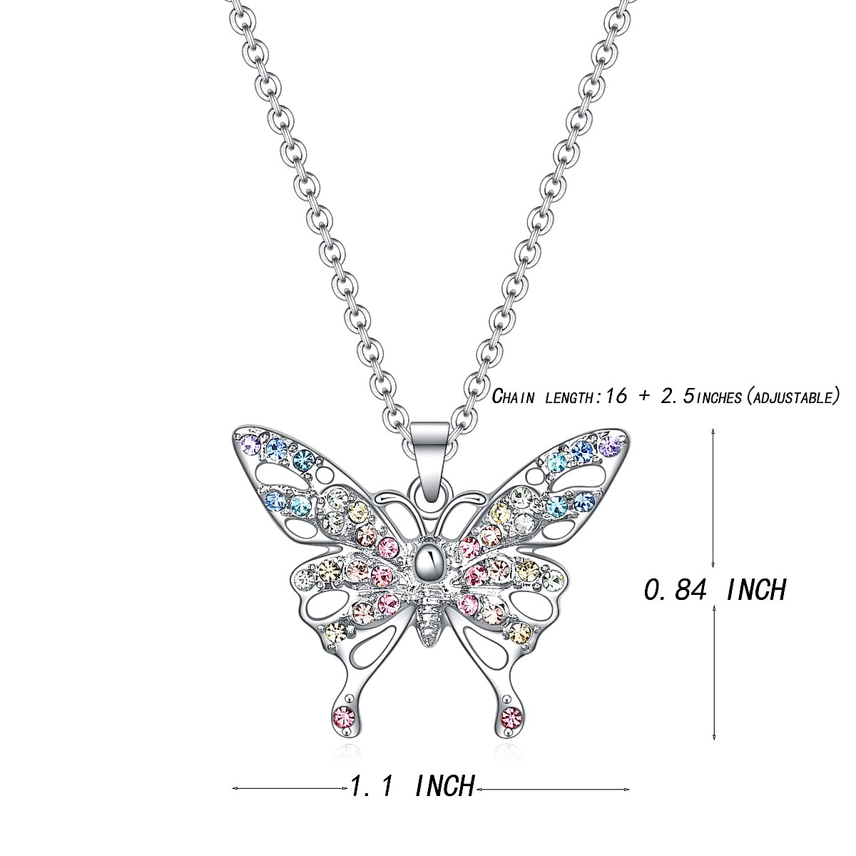 Butterfly Necklace Gifts for Girls Women,Christmas Birthday Jewelry Back to School Gifts for Girl Women Daughter Granddaughter Niece (Flower Butterfly Rainbow)