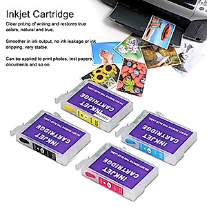 FTVOGUE Ink Cartridge,4 Colors Printing Accessory Part PP for Photo Paper Document (T1281/T1282/T1283/T1284)