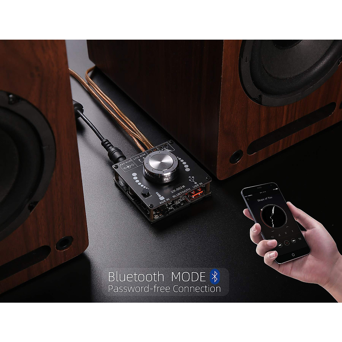 DAMGOO Mini Bluetooth Amplifier 50W+50W Dual Channel Stereo Power Output,DC 12V, Bluetooth+ AUX+ USB Input