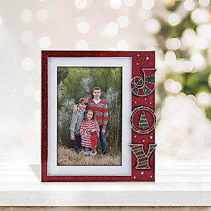 FINE PHOTO GIFTS Joy Christmas Red Pewter 4" x 6" or 5" x 7" Picture Frame