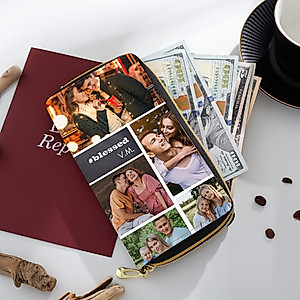 Gemszoo Women's Custom Photo Wallet Personalized Engraved Picture Name Handbag Long Credit Card Holder Zip Around Clutch (Style 2)