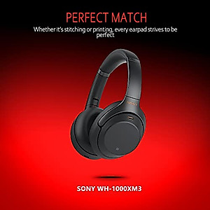 Krone Kalpasmos Professional Replacement Earpads for Sony WH-1000XM3, Compatitable with Sony WH-1000XM3 Noise Cancelling Headphone Luxury Soft Leather Memory Foam Black