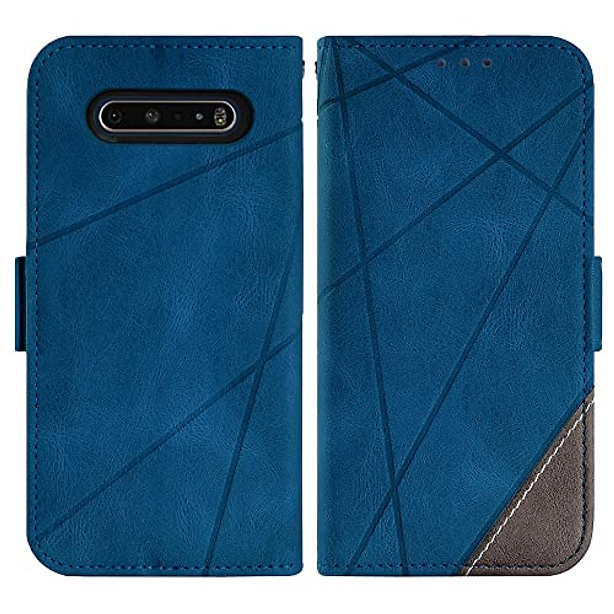 Asuwish Compatible with LG V60 ThinQ V60ThinQ 5G G9 Thin Q Wallet Case and Tempered Glass Screen Protector Leather Flip Cover Card Holder Cell Accessories Phone Cases for LGV60 V 60 60ThinQ 60V Blue