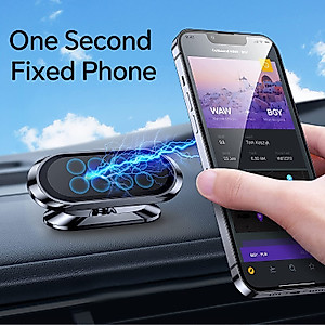 【2-Pack】 Magnetic Phone Holder for car, [ Super Strong Magnet][ with 4 Metal Plate ] iPhone Magnetic CarMount for Cell Phone, [ 360° Rotation ] Universal Dashboard Adhesive Car Magnetic Phone Mount