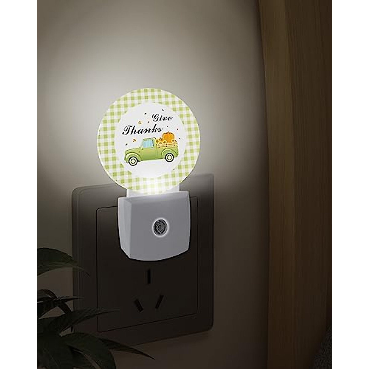 Night Light Plug into Wall, LED Nightlights Thanksgiving Green Truck Pull Pumpkin Small Nightlight Auto Dusk-to-Dawn Sensor Lamp LED Night Lights for Kid's Bedroom, Bathroom