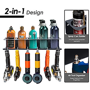 lesolar 2 Pack Air Tool Pneumatic Rack Spray Can Holder Combo, Spray Bottle Paint Can Holder Organizer Wall Mount, Spray Aerosol Can Holder Rack, Air Tool Organizer for Industrial Size Air Fittings