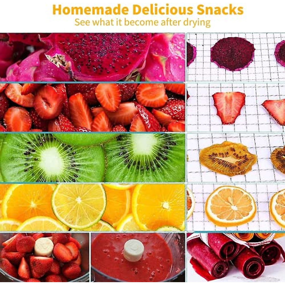 8 Trays Food Dehydrator Machine, Dehydrators for Food and Jerky, Food Dehydrator Machine with Fruit Roll Sheet for Meat, Herbs, Upgraded Digital Timer and Temperature Control | BPA Free | 400 Watts