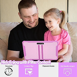 10 Inch Kids Tablet for Android 10, 2GB RAM 32GB ROM, Quad Core HD IPS Screen, Dual Cameras,with Tablet Case, for Learning, Watching and Playing Games (US Plug)