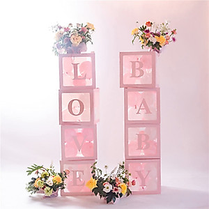 Agyvvt Wedding Party Birthday Balloon Box Decorations (4 Pink Boxes) | 4Letters (L O V E)