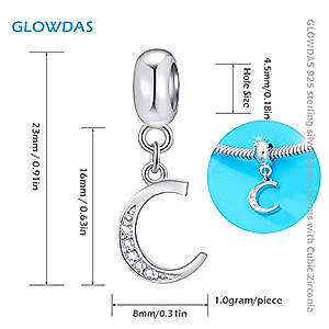 Letter C Charms Initial C Alphabet Pendant Beads, 925 Sterling Silver Letra Charm Dangle with CZ, fit Pandora Christmas Bangle Bracelet, Gifts for Cousin/Chanukah/Cinderella