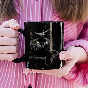 Black Cat - Ceramic Funny Coffee Mug - Perfect Cat Lover Gift - Cute Present - Great Birthday or Valentines Surprise (11oz)