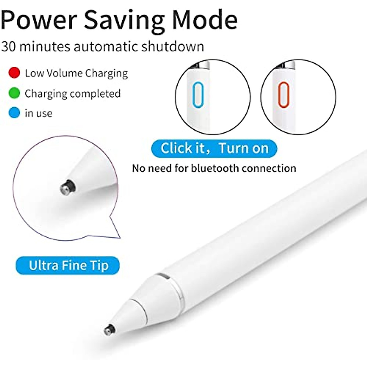 Stylus Pens for Touch Screens,Active Stylus Pen Compatible with Apple iPad, Capacitive Pencil for Kid Student Drawing, Writing,High Sensitivity,for Touch Screen Devices Tablet,Smartphone (White)