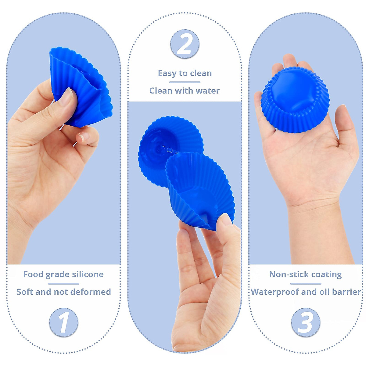 KUFUNG 9 Pack Silicone Cupcakes Liners, Reusable Non Stick Silicone Cupcake Baking Cups, Standard Size Silicone Baking Cups For Cupcake, Muffins (7 cm, Multicolor)