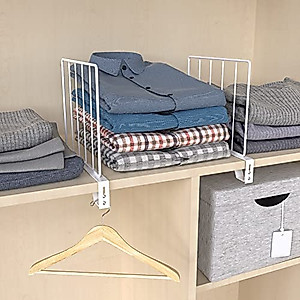 BTSD-home Adjustable Shelf Divders for Organization and Storage Metal Closet Dividers for Wood Shelves in Cabniet Kitchen Bedroom and Office (6 Pack)