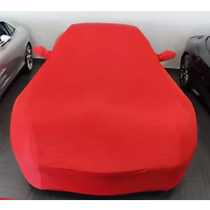 Dinona Custom Fit Satin Stretch Indoor Velvet Full Car Cover Dust-Proof Protection Compatible with Toyota Supra 2020-2021 (Red)