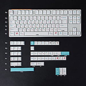 135 Keys Japanese Sushi Keycaps Cherry Profile Dye-Sub PBT Keycap Compatible with GH60 / GK64 / GK61 / 68/87/104 for Mechanical Gaming Keyboard Gateron Kailh Cherry MX Switches