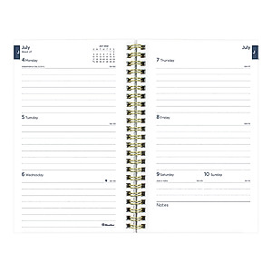 Rediform Blueline Essential Academic Weekly/Monthly Planner, 13 Months, July 2022 to July 2023, Gold Twin-Wire Binding, Poly Cover, 8'' x 5'', Pineapple Design, Navy (CA114PM.02-23)