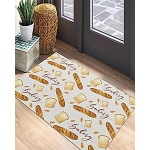 Indoor Outdoor Mats, Dessert Baking Bread and Baguette Tile Pattern Door Mat, Non-Slip Absorbent Resist Dirt Entrance Mat Washable Welcome Mats for Entryway, Low-Profile Floor Mats