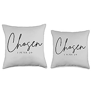 Christmas Religious Faith Christian Apparel Chosen 1 Peter 2:9 Christian Jesus Bible Verse for Women Throw Pillow, 16x16, Multicolor
